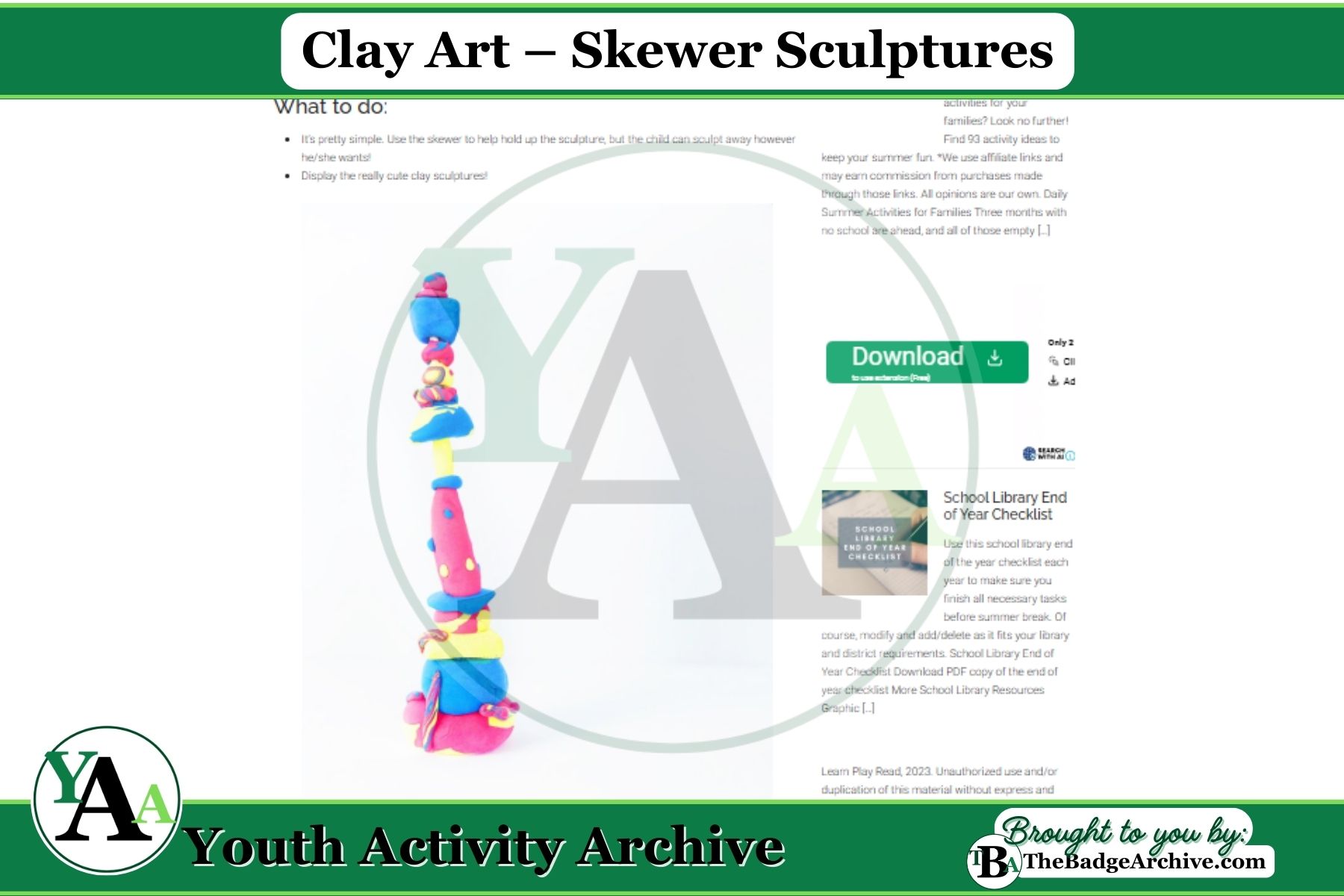 Clay Art – Skewer Sculptures – Youth Activity Archive