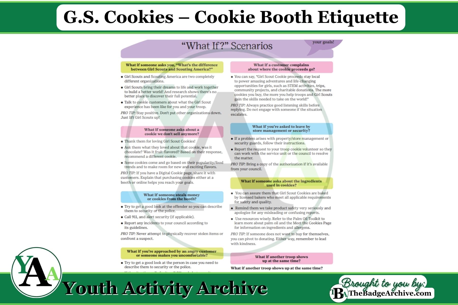 G.S. Cookies – Cookie Booth Etiquette – Youth Activity Archive