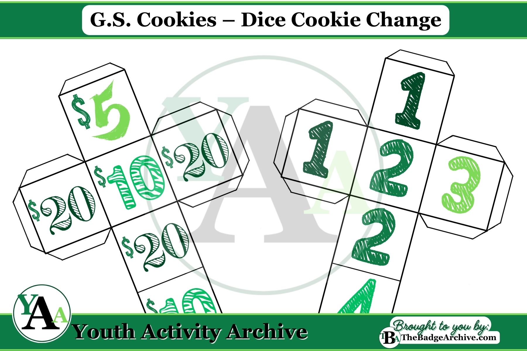 G.S. Cookies – Dice Cookie Change – Youth Activity Archive