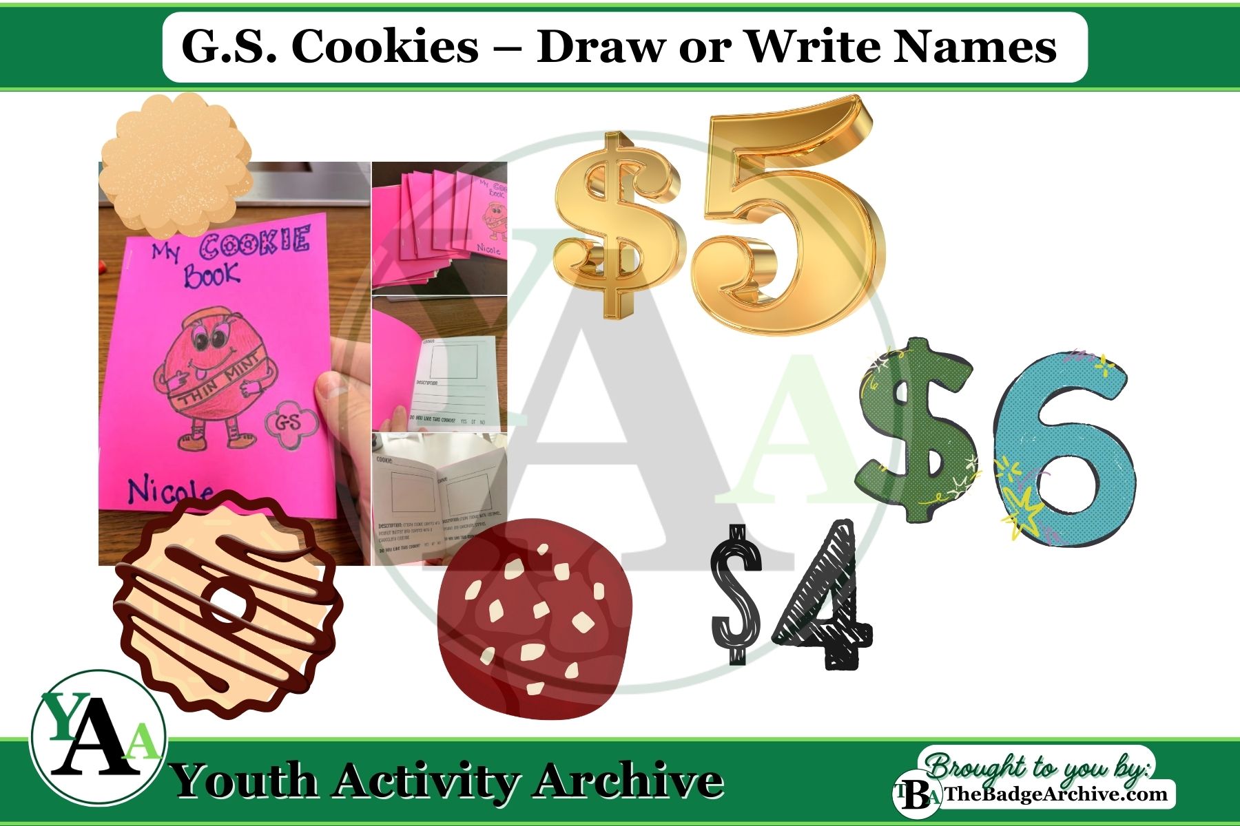 G.S. Cookies – Draw or Write Names – Youth Activity Archive