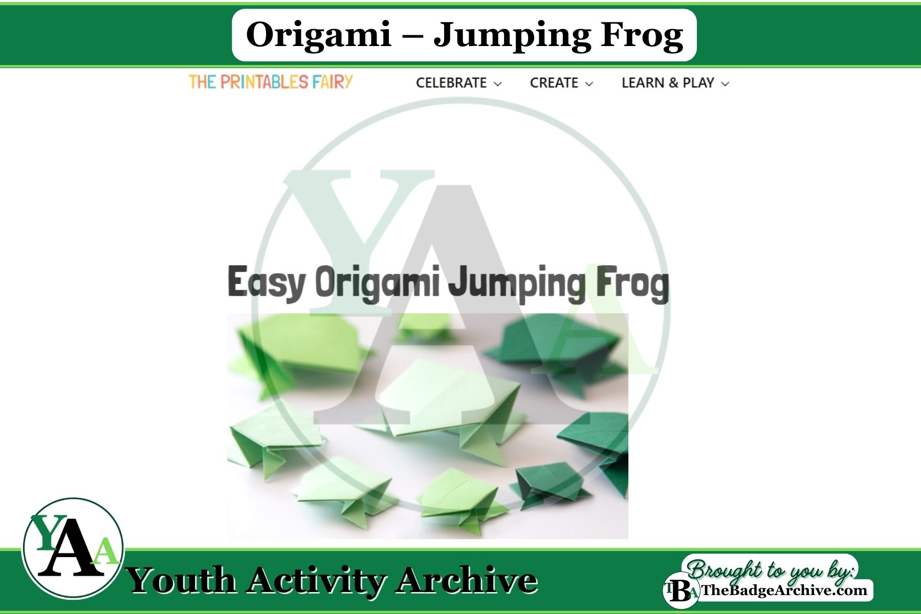 Origami – Jumping Frog – Youth Activity Archive